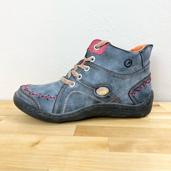 TMA Eyes | Shoes | New Tma Eyes Gray Blue Orange Hitop Leather Walking ...